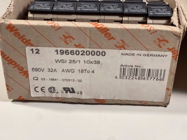 12 pc(s) WEIDMULLER - 1966020000 - FUSE TERMINAL BLOCK, WSI 25/1 10X38 ...