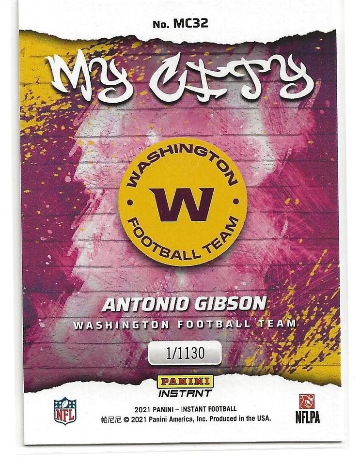 2021 Panini Instant Antonio Gibson My City Limited Print Card /1130 | eBay