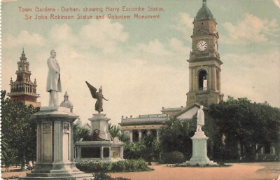 Postcard Town Gardens - Durban, showing Harry Escombe Statue VTG ME4 ...