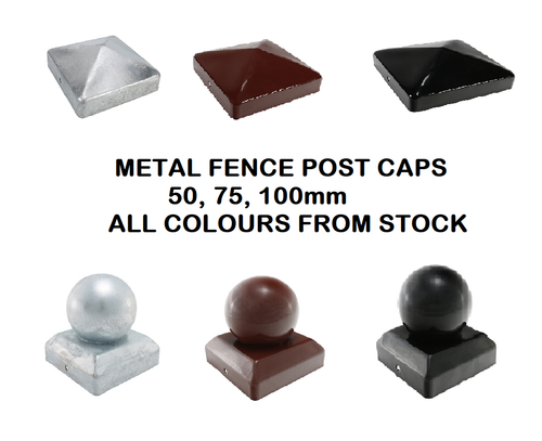 METAL FENCE POST CAPS | Oxide Red / Galvanised / Black | ALL SIZES 50 ...