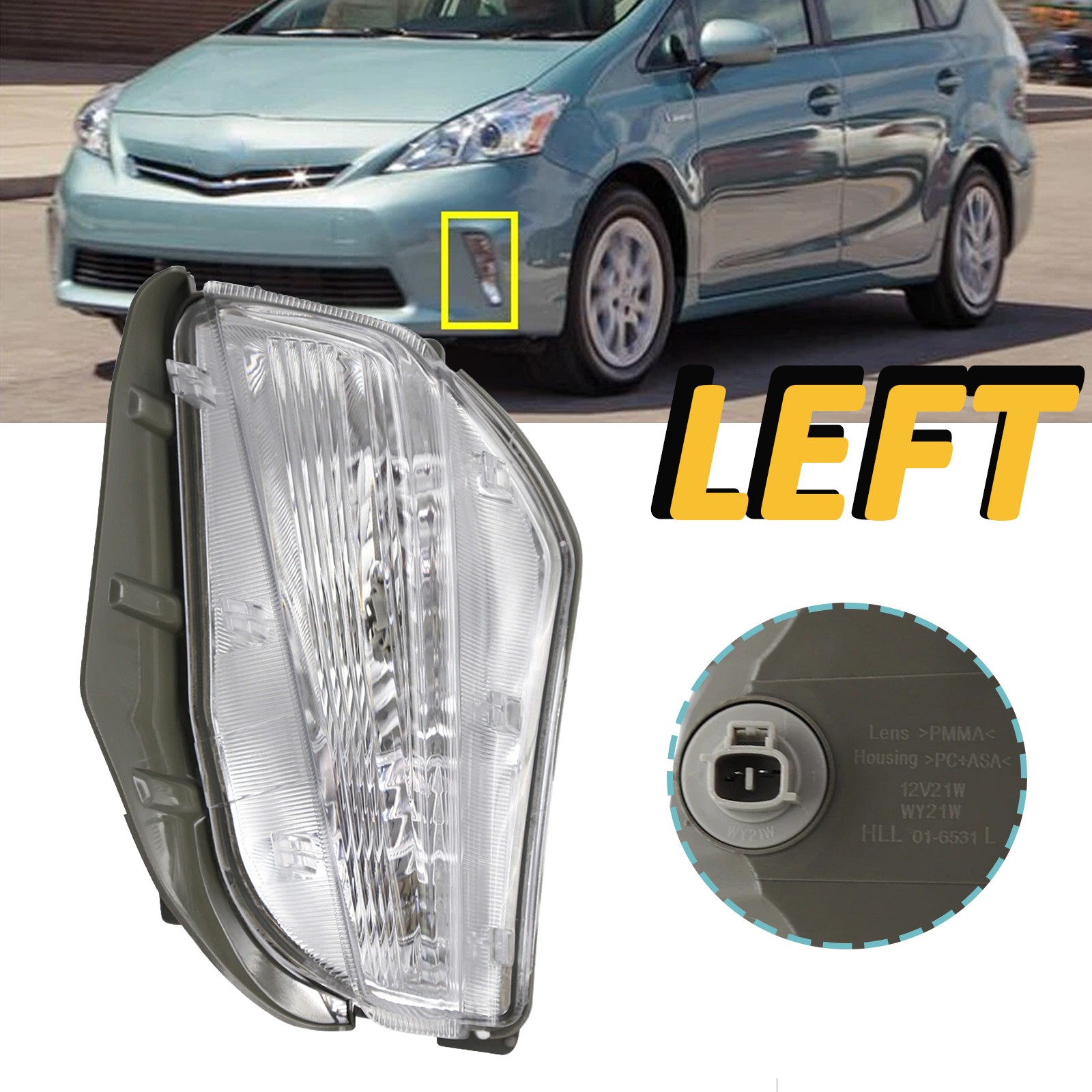 Left Front Bumper Turn Signal Light Fog Lamp For Toyota Prius V 2012 ...