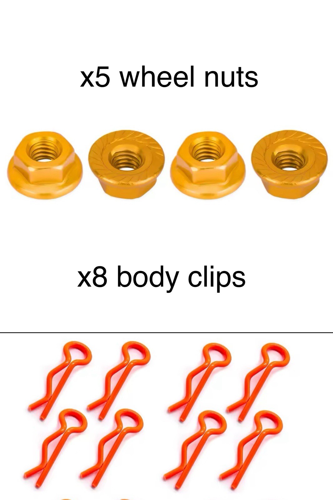 Losi NASCAR Wheel Nuts And Body Clips - Orange, 1:12 Scale RC Upgrade ...