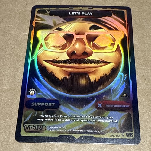Vcard TCG Awakened Worlds Gamersupps Secret Rare Let's Play 1st Ed 270/ ...