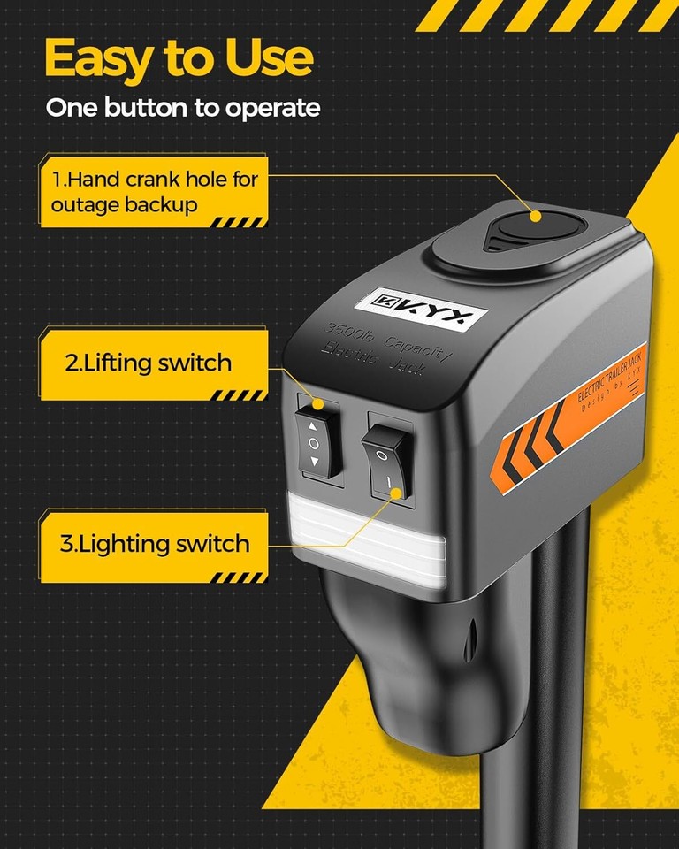 5000lbs Electric Tongue Jack Capacity For RV Trailer Camper Black Power ...