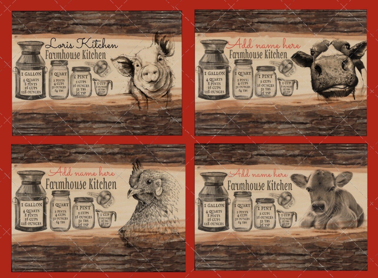 Custom Wood Look, Kitchen Measurements, You Pick Design Sublimated ...