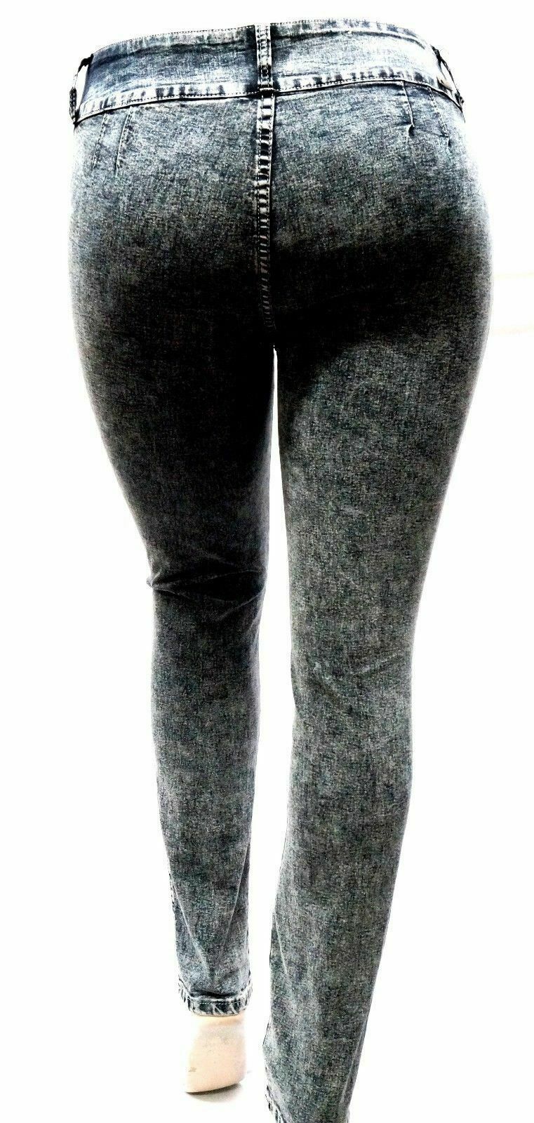 Womens Plus Size Jeans Distressed Black Denim skinny ripped Stretchy ...