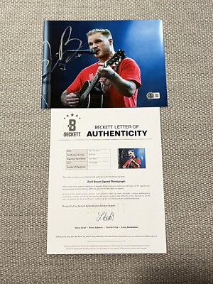 BECKETT LOA ZACH BRYAN Signed Autographed 8x10 Photo Country American ...