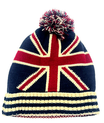 Union Jack Thermal Hats Pom Pom Bobble Winter Knitted UK Flag Beanie ...