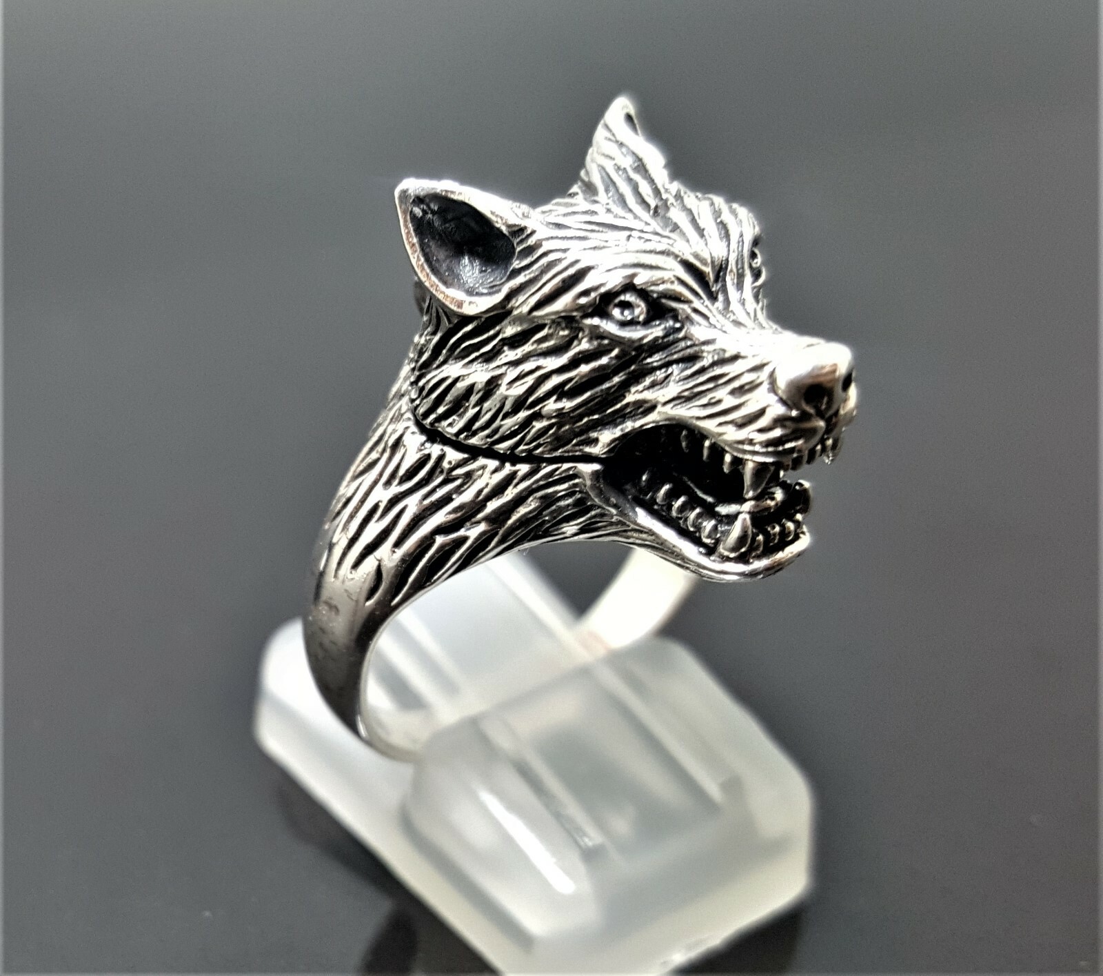 925 Sterling Silver Wolf Locket Ring Wolf Head Poison Locket Secret ...