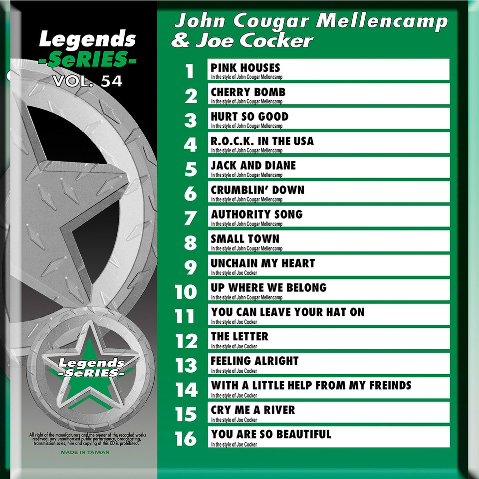 JOHN MELLECAM P & JOE COCKER LEGENDS SERIES VOL-54 KARAOKE CD+G NEW IN ...