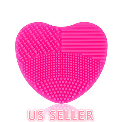 MAKEUP BRUSH CLEANER Heart Shape Scrubber Cosmetic Cleaning Silicone ...