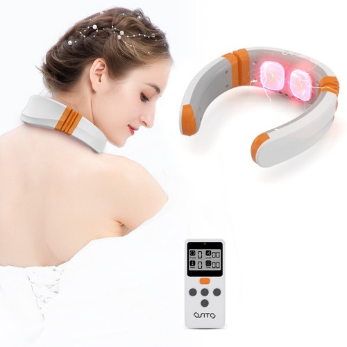 Electric Pulse Neck Massager with Heat for Pain Relief EMS Therapy Deep ...