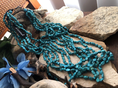 Lucoral Lucas Lameth Sterling 925 Blue Turquoise Bead Multi Strand ...
