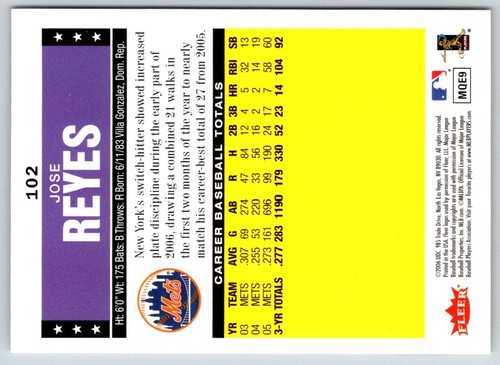 2006 Fleer Tradition Jose Reyes #102 New York Mets Baseball Card | eBay
