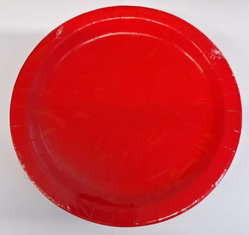 16x Red Paper Plates Ruby Red Unique Solid Round Dinner approx 9in 21cm ...
