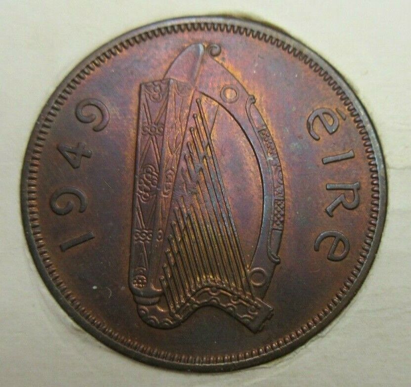 1949 Ireland EIRE One BRONZE Penny Coin SPINK ref 6643 LUSTROUS UNC | eBay