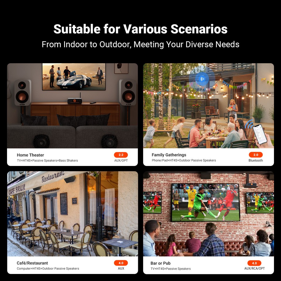 Bluetooth Amplifier For Outdoor Speakers 4CH For Bass Shaker With ...