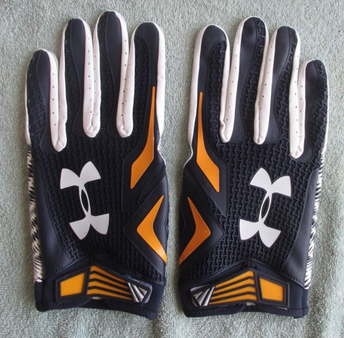 UNDER ARMOUR SWARM NFL FOOTBALL GLOVES NAVY/YELLOW/WHITE ADULT SIZE ...