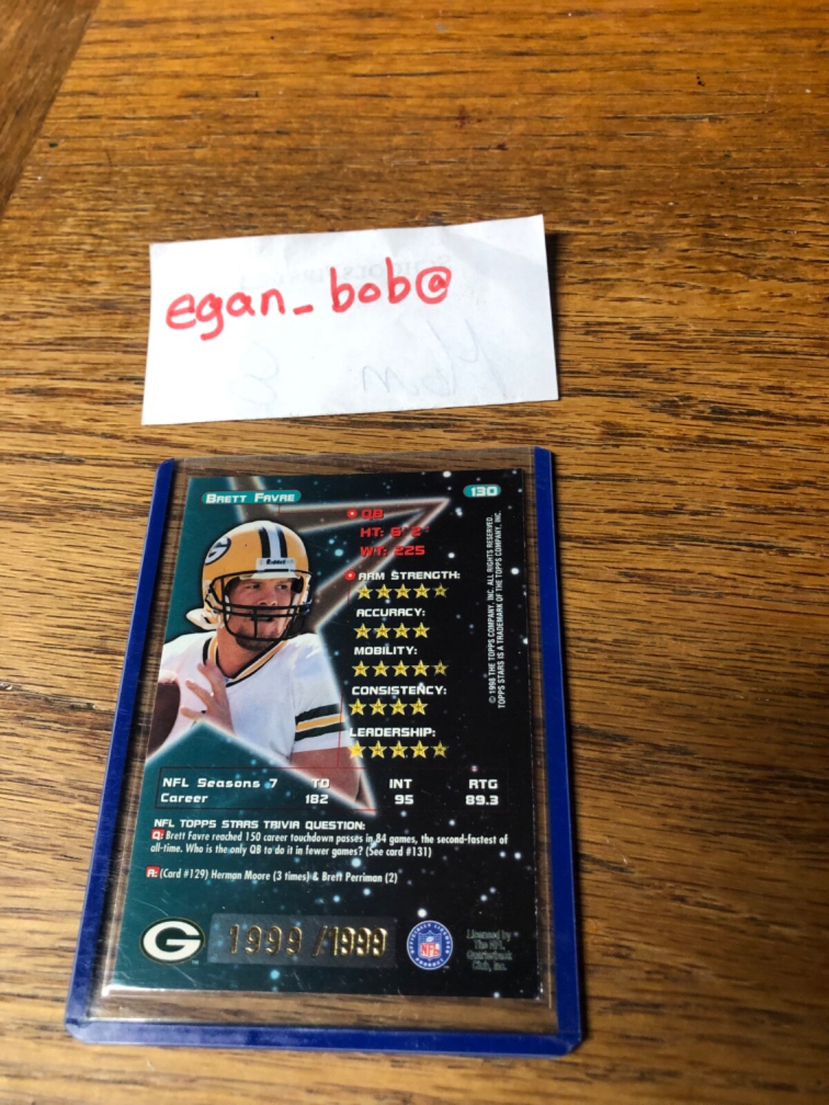 1998 Topps Stars Football GOLD Brett Favre 1999/1999 LAST ONE Hall of ...