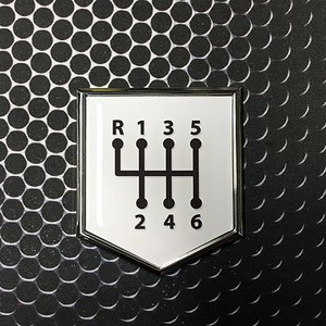 Manual shift Decal 6 speed Car Domed CHROME Emblem decal WHT Sticker 2 ...