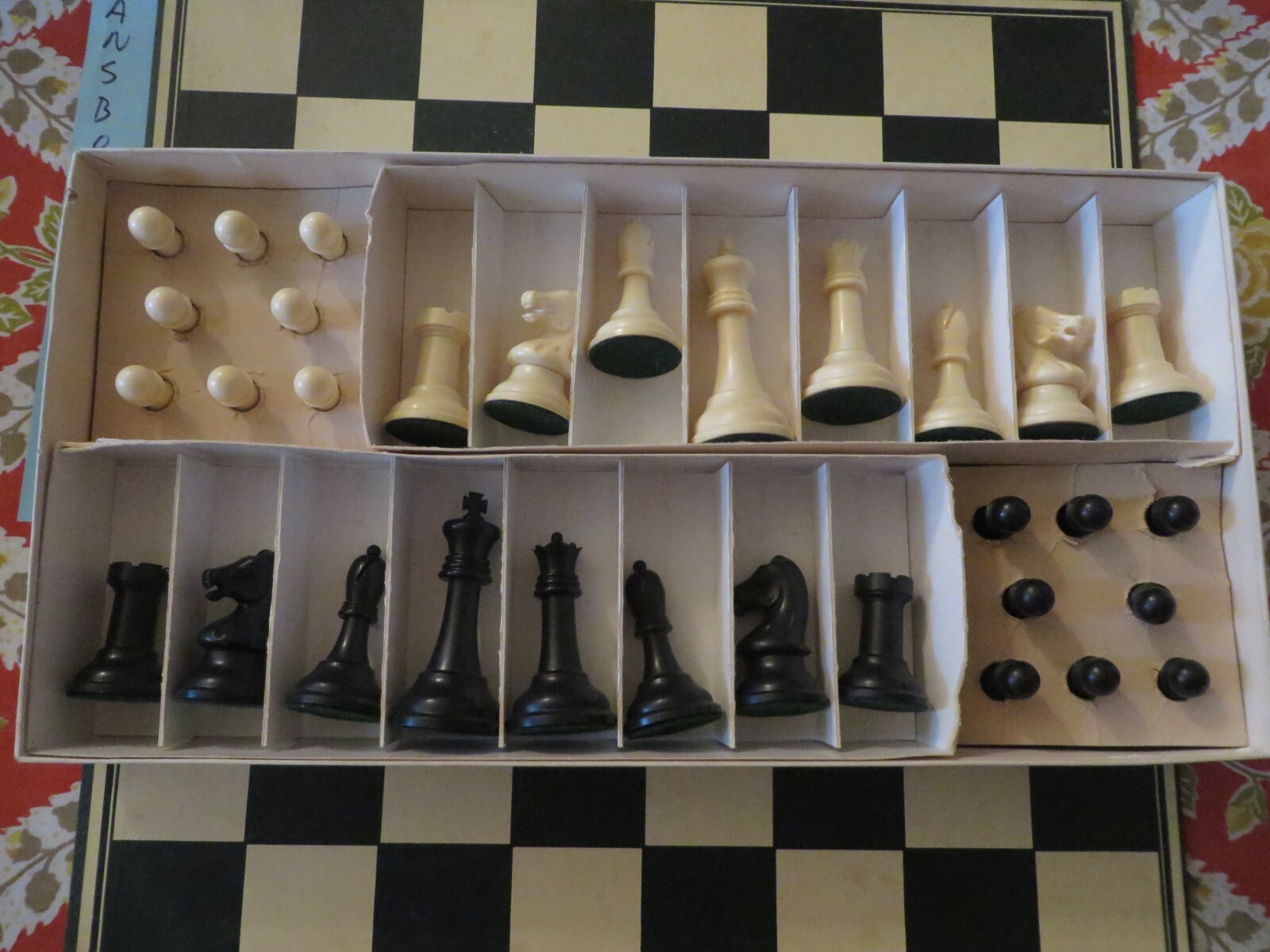 ©Vintage Allan Troy Chess Set RARE Drueke Black-&-Ivory PLASTIC set ...
