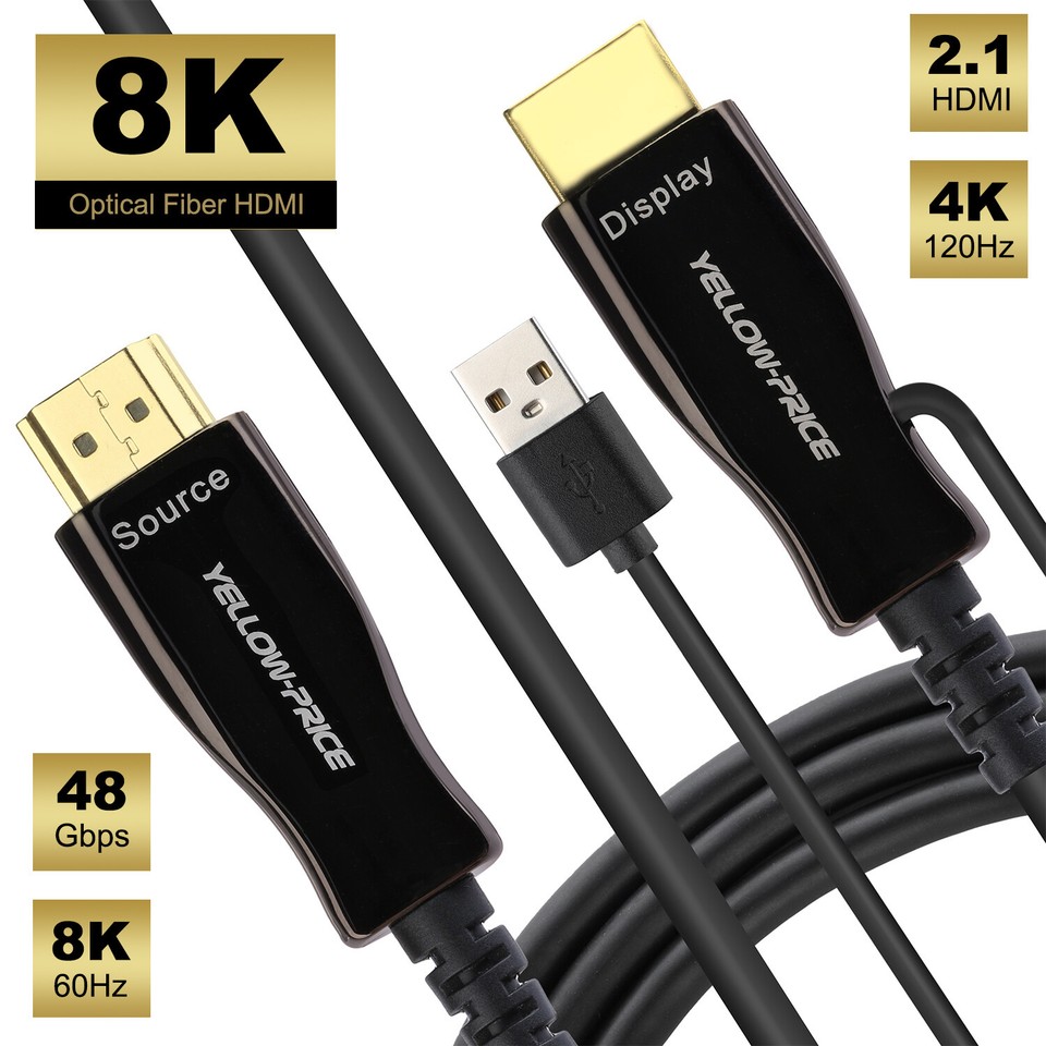 8K Fiber Optic HDMI Cable 2.1 Lot (8K@60Hz, 4K@120Hz, 48Gbps) HDCP2.2 ...