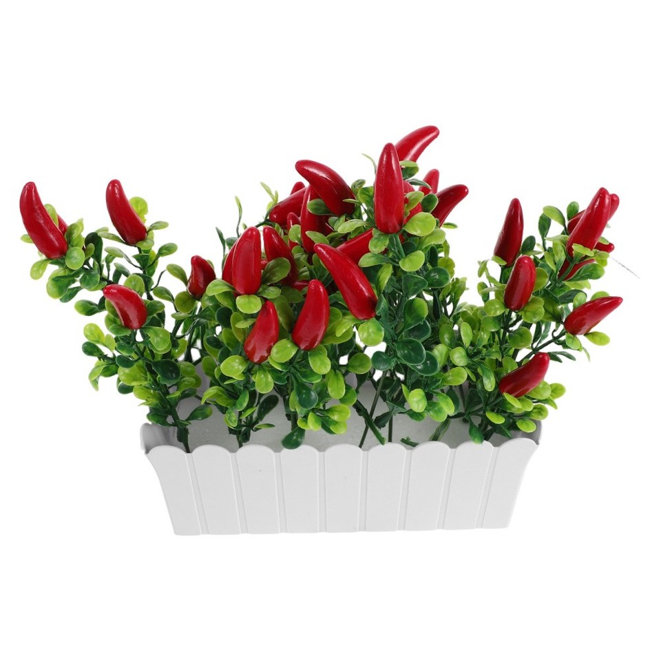 Simulated Pepper Fruit Potted Plant Faux Plants Artificial Ornamental ...