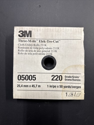 3M Three-M-Ite Elek-Tro-Cut Cloth Utility Roll #5005/220 grit 1"x50yds ...