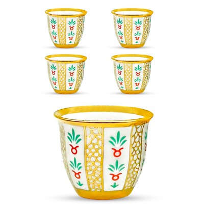 Premium Porcelain Arabic/Turkish/Greek Coffee Cup Set 100ml - Gold ...