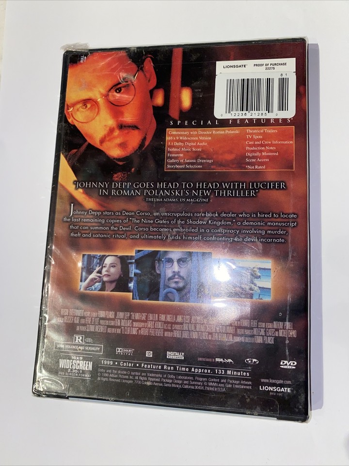 The Ninth Gate (DVD, 2007) Johnny Depp 1999 Movie 12236212850| eBay