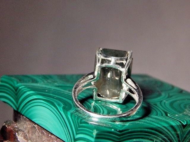 Ladies 12.82 Ct. Emerald Cut Vesuvianite Idocrase Ring Sterling Silver ...