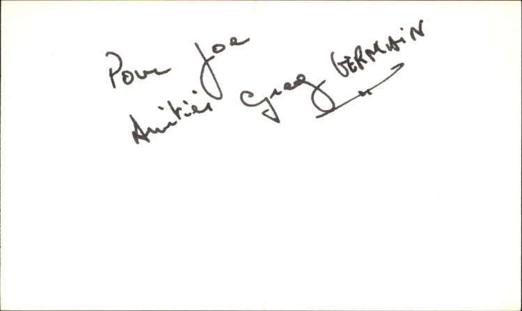 GREG GERMAIN VIOLETTE Signed 3"x5" Index Card | eBay