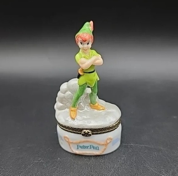 PHB Disney Porcelain Hinged Trinket Box Peter Pan W/ Flute Midwest ...