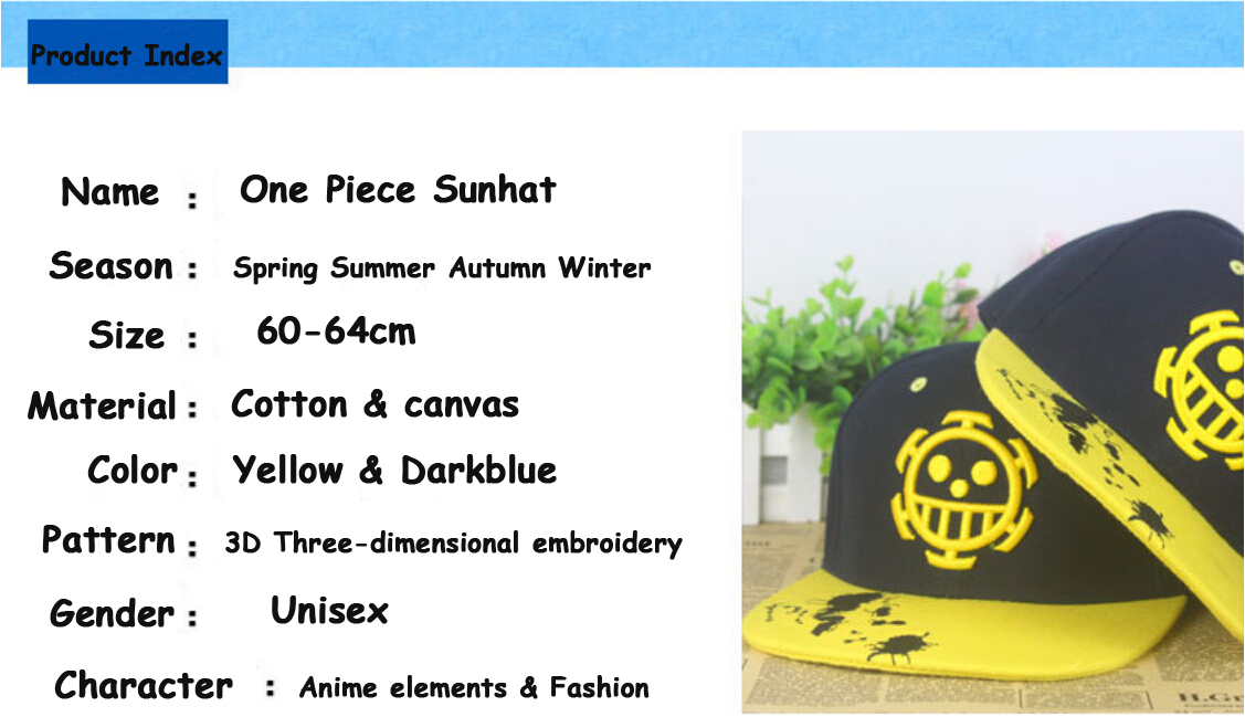 Top Anime Trafalgar Cotton Baseball Cap Sun Hat Cosplay Adjustable | eBay