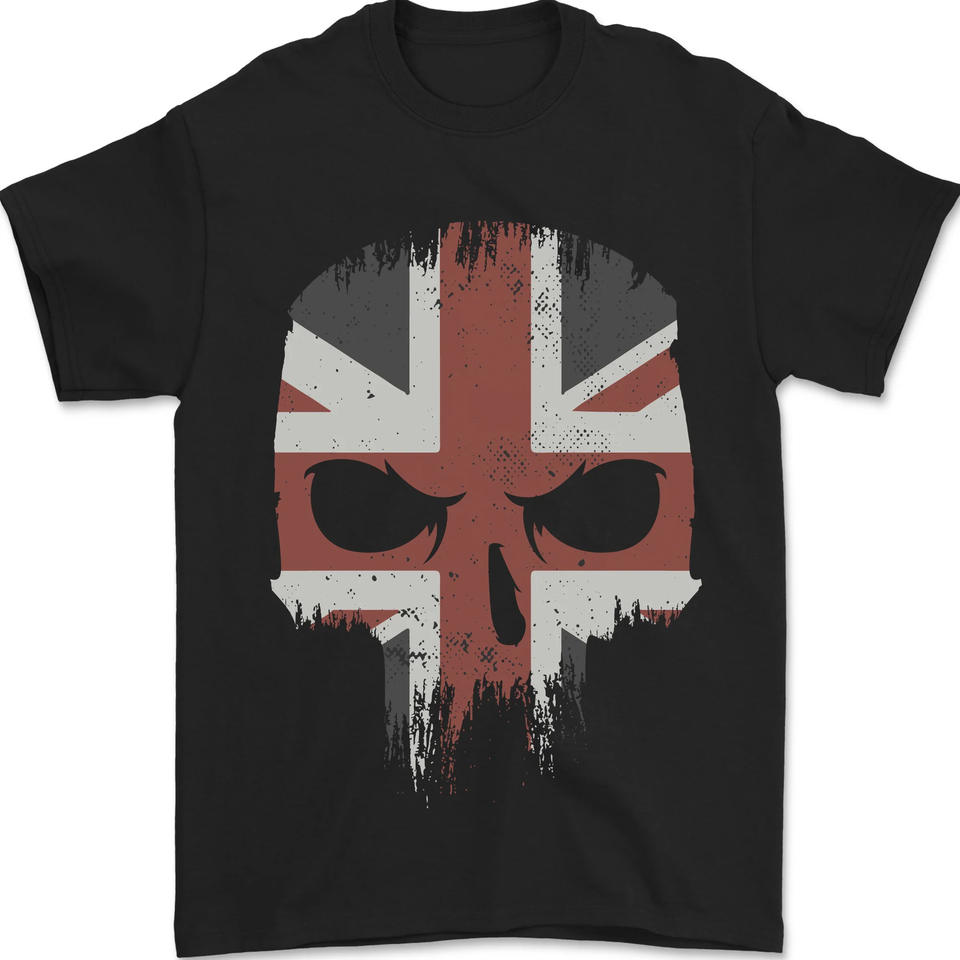 Union Jack Totenkopf Britisch Fitness Biker Flagge Herren Maglietta 100 ...