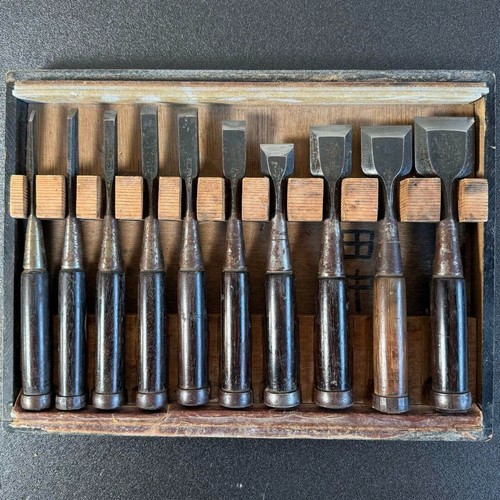 Nomi Chisels Set of 10 Carpentry Tools Sumiyaki [Zensaku] ebony handle ...