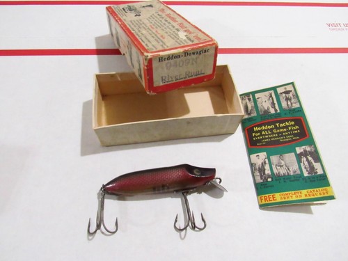 RARE 1930s RED Dace Heddon River Runt #9409 N Fishing Lure Dowagiac MI ...