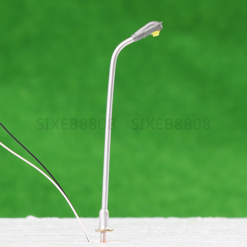 10x 1/250 Z Scale Model Trains Metal Light Poles Wired LED Lighted ...