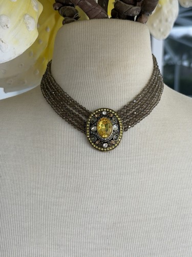 Vintage Designer HEIDI DAUS STATEMENT Choker Necklace SWAROVSKI Beaded ...