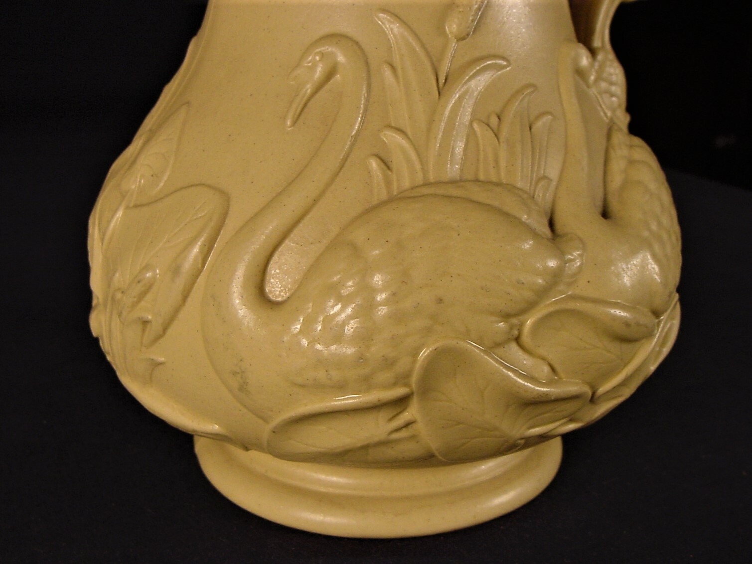 VERY RARE 1800s RAISED RELIEF SWAN PITCHER CANE CANEWARE YELLOW WARE ...
