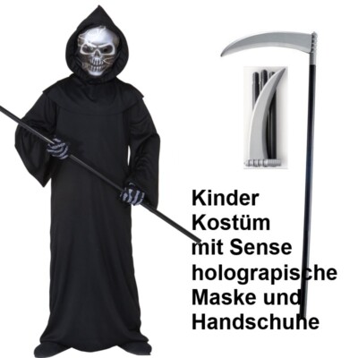 Kinder Kostüm SENSENMANN Tod mit SENSE Gr. 158 Reaper Halloween #5508 ...