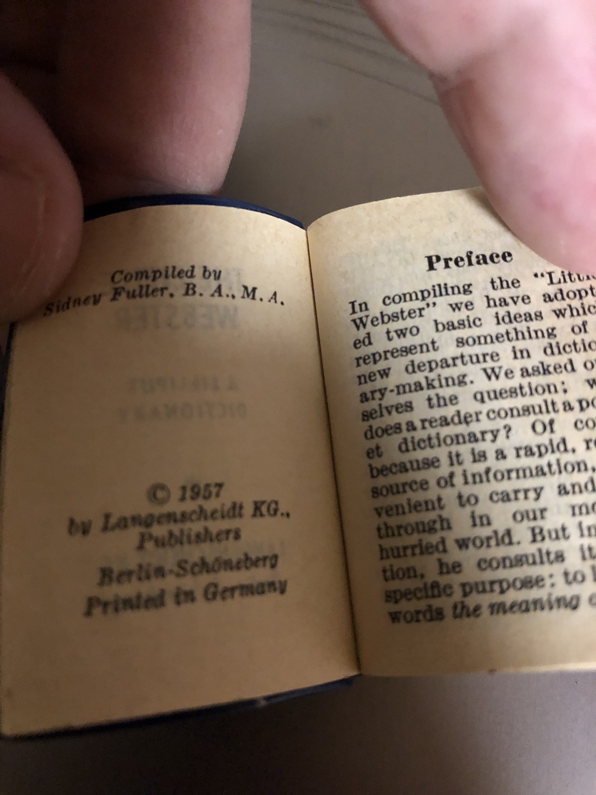 1957 THE LITTLE WEBSTER A LILLIPUT DICTIONARY LANGENSCHEIDT L-75 BARNS ...