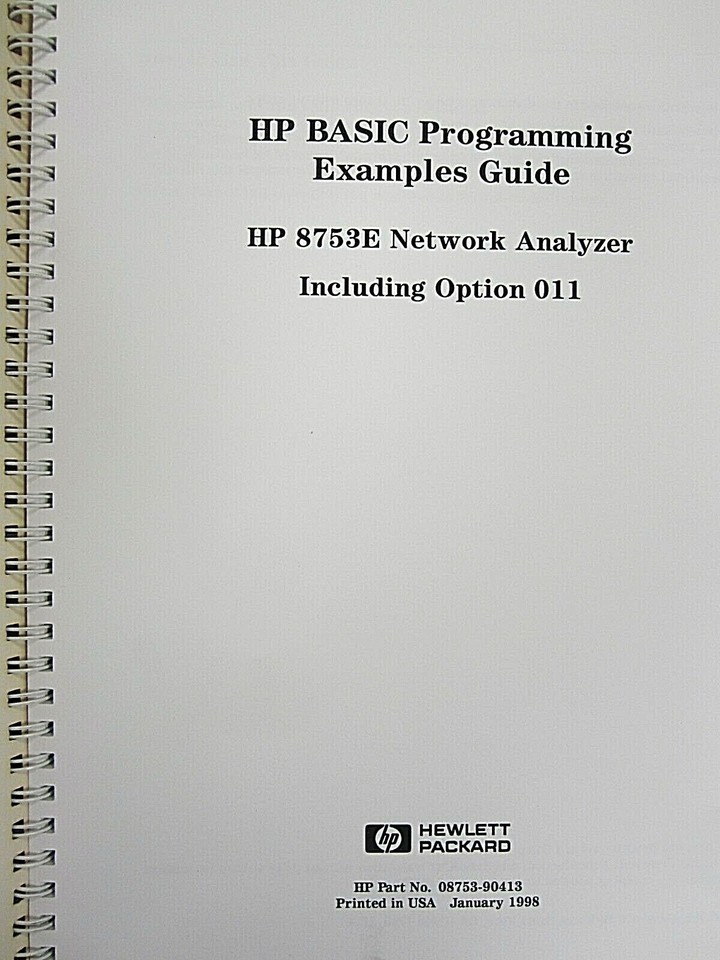 HP 8753E/Option 011 Network Analyzer BASIC Programming Examples Guide | eBay