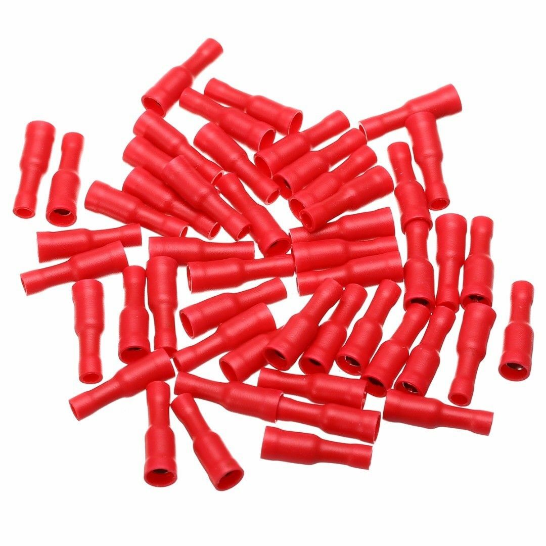 100X Red Male+Female Plug In Connector Bullet Crimp Terminals Wiring ...