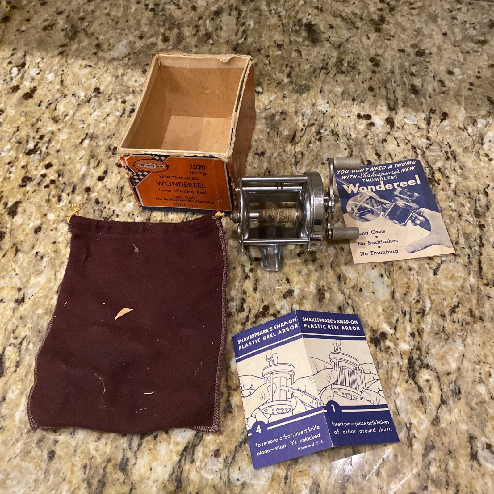 SHAKESPEARE WONDEREEL LEVEL WINDING REEL MODEL 1920 with ORIGINAL BOX ...