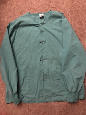 GREEN LAB COAT/JACKET LONG SLEEVE CLOSED CUFF SNAP FRONT MEDICAL/DENTAL ...