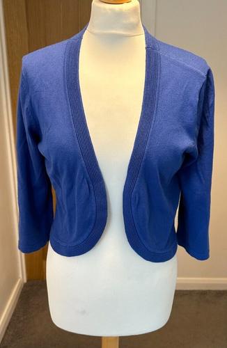 Lovely Blue Long Sleeve Knitted Bolero Shrug by BM Collection Size S ...