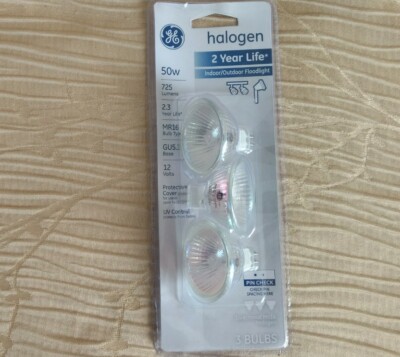 (3 Bulbs) GE 64682 Indoor/Outdoor Floodlight 50W 725 Lumens Type MR16 ...