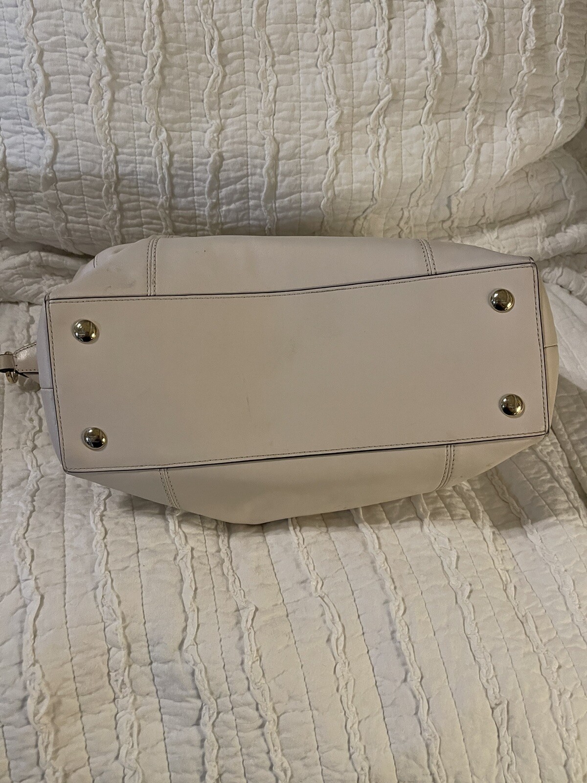 Coach Colette Ivory Leather Zip Satchel Handbag. EUC - Gem