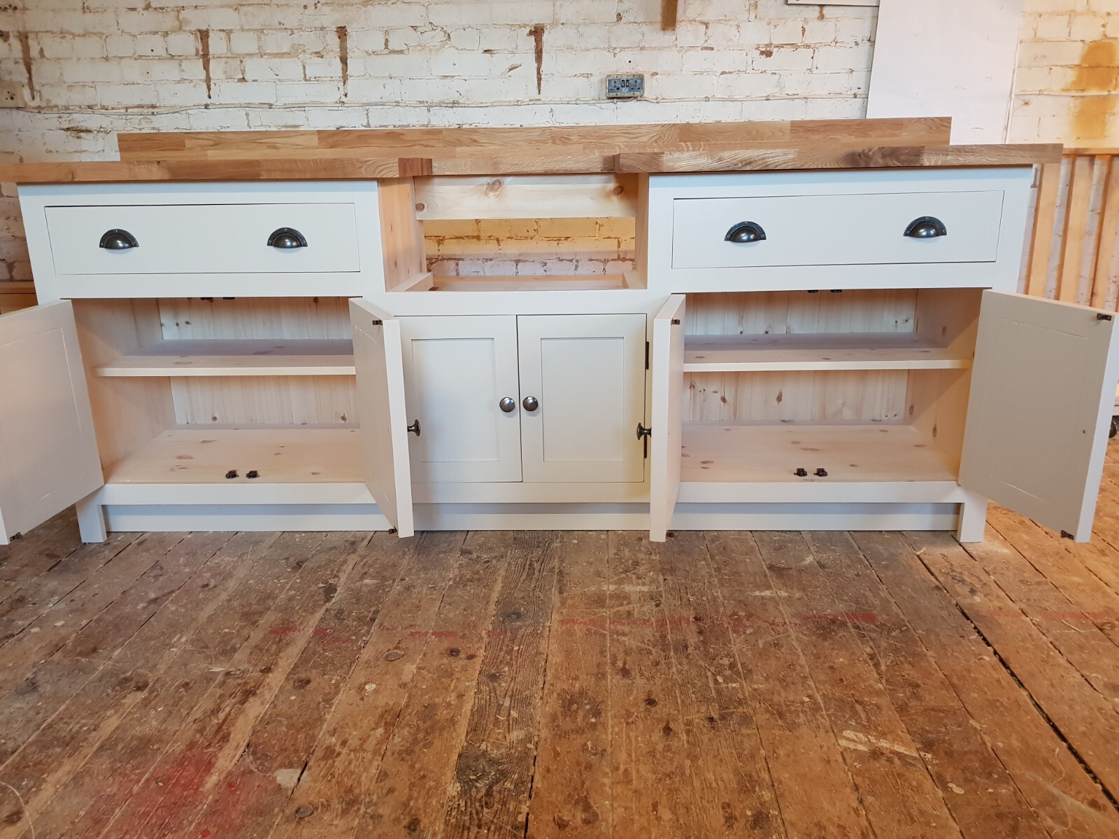 painted belfast sink unit with oak worktop | eBay UK